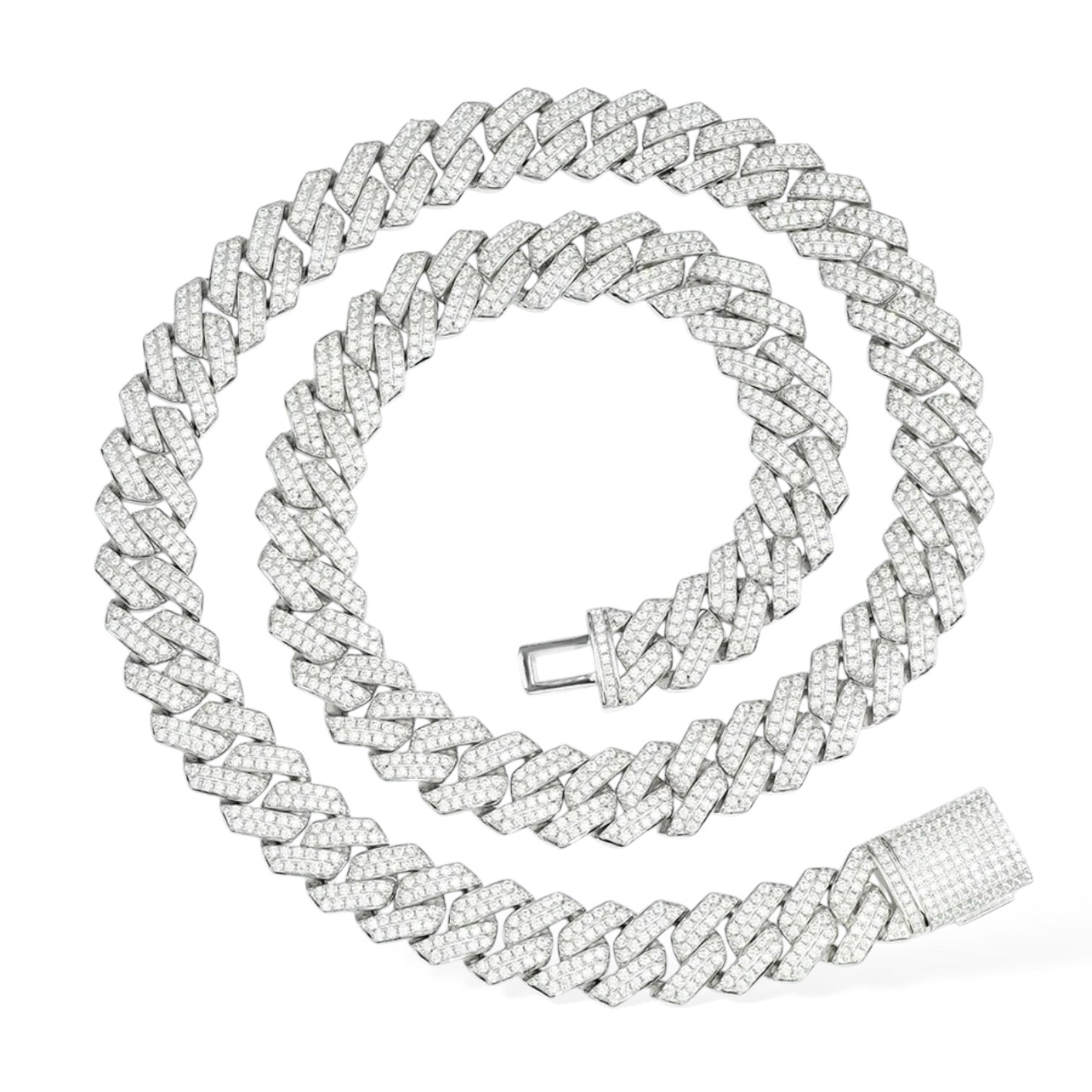 CUBAN ICE HALSBAND MOISSANITE S925 - SILVER (Specialbeställning)